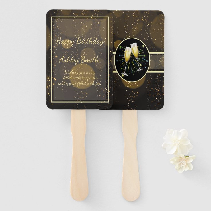 Modern elegant chic Gold Glitter Hand Fan | Zazzle