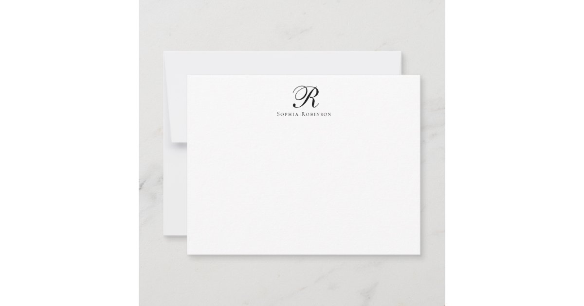 Modern Elegant Chic Monogram Professional Business Note Card | Zazzle