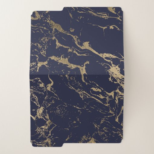 Modern elegant chic navy blue gold marble pattern file folder | Zazzle