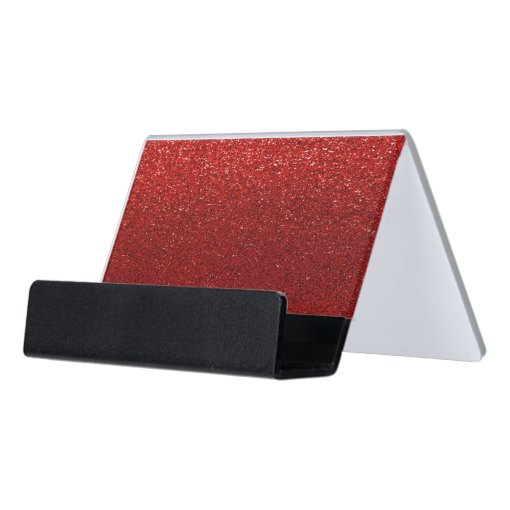 Modern Elegant Chic Red Glitter Desk Business Card Holder | Zazzle