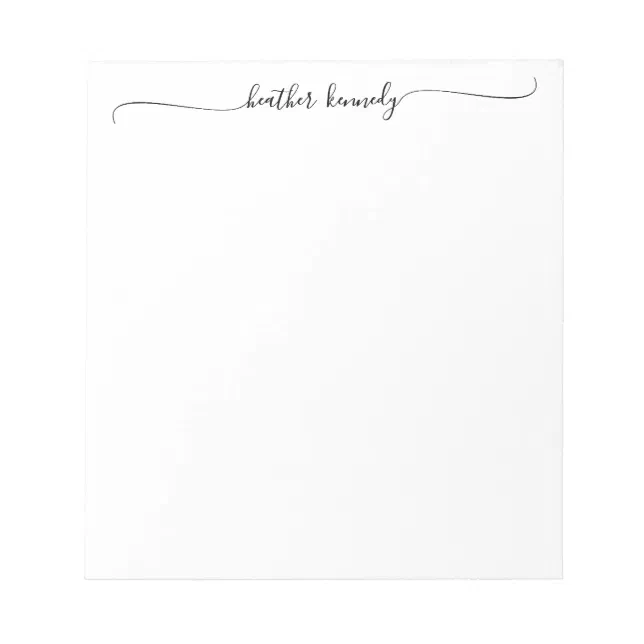 Modern Elegant Chic Swash Script Name Calligraphy Notepad | Zazzle