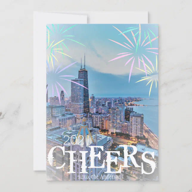 Modern Elegant Chicago City Skyline Greeting Card | Zazzle