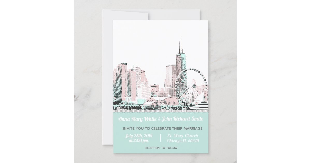Modern Elegant Chicago City Skyline Invitation | Zazzle