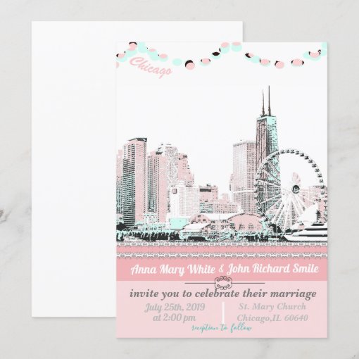 Modern Elegant Chicago Skyline Invitation | Zazzle