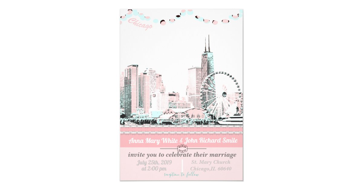 Modern Elegant Chicago Skyline Invitation | Zazzle.com