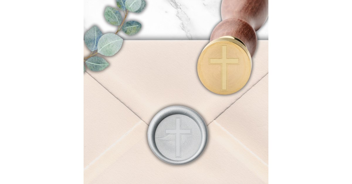 Modern Elegant Christian Cross Wax Seal Stamp | Zazzle