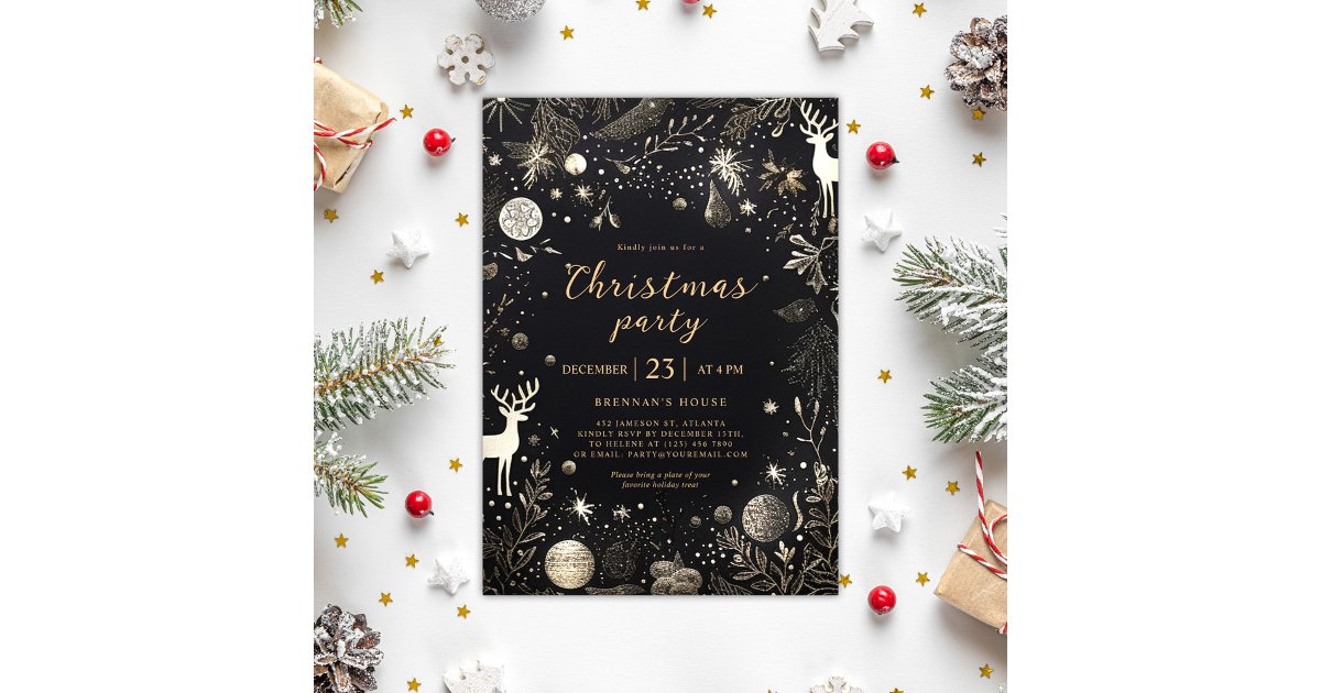 Modern Elegant Christmas Party Festive Holiday Invitation | Zazzle