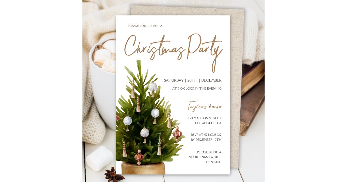 Modern Elegant Christmas Tree Party Invitation | Zazzle