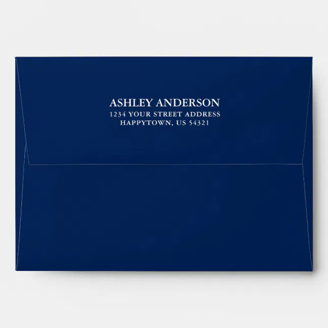 Modern Elegant Classic Blue Wedding Envelope | Zazzle