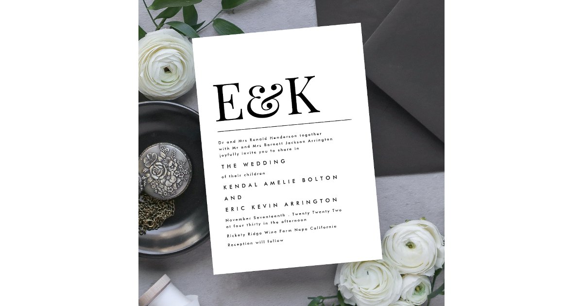 Modern Elegant | Classic Monogram Wedding Invitation | Zazzle