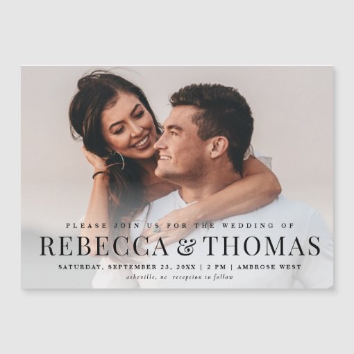 Modern Elegant Classic Photo Wedding Magnetic Invitation | Zazzle
