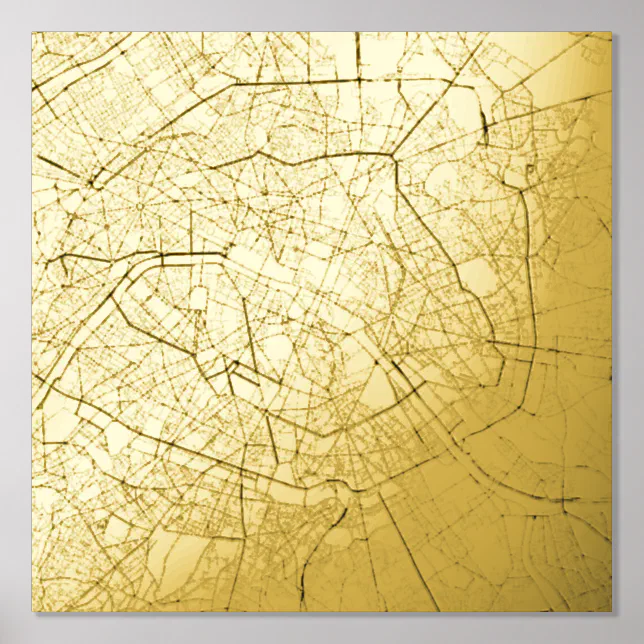 Modern Elegant Classy Gift Map of Paris, France Foil Prints | Zazzle