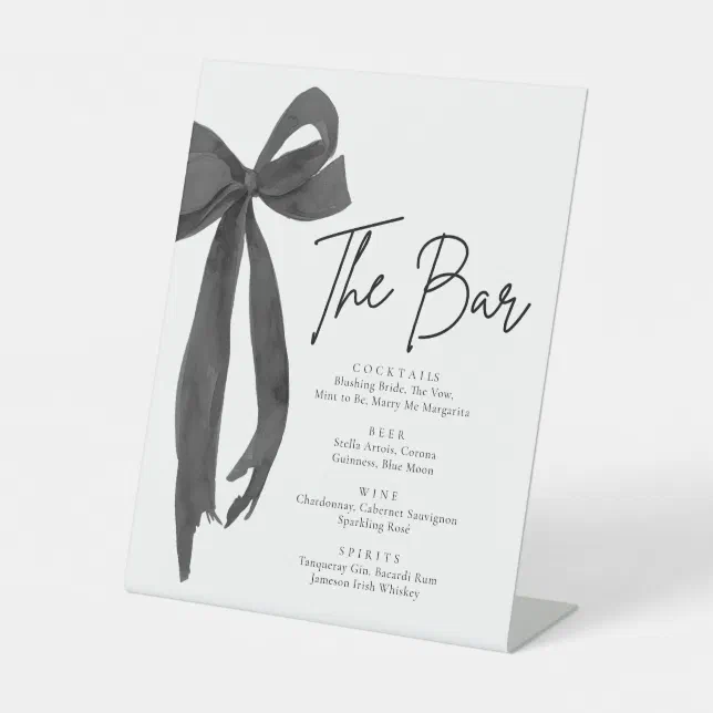 Modern Elegant Coquette Black Bow The Bar Sign | Zazzle
