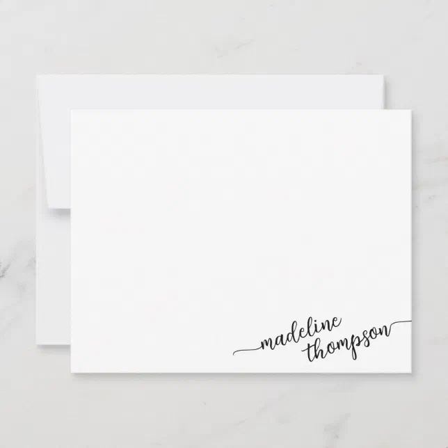 Modern Elegant Corner Script Note Card | Zazzle
