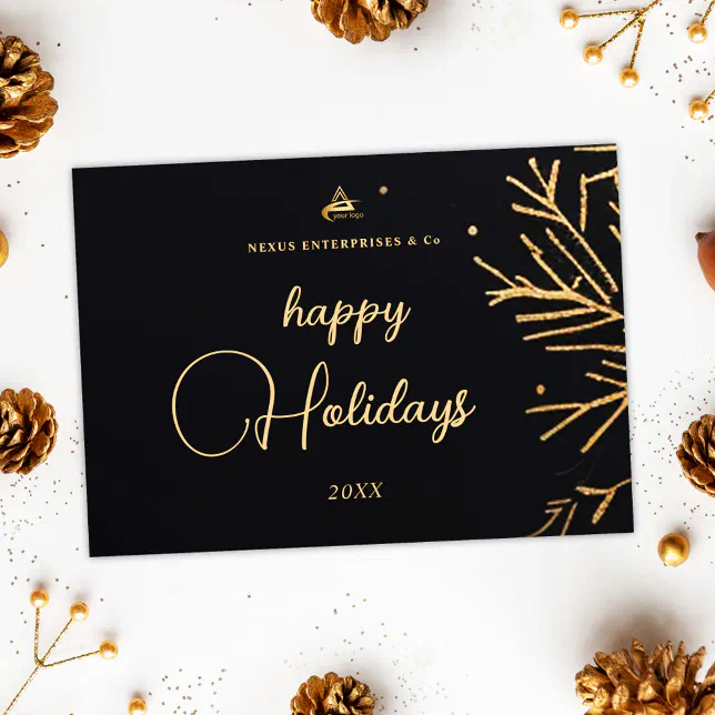 Modern Elegant Corporate Business Christmas Holiday Card | Zazzle