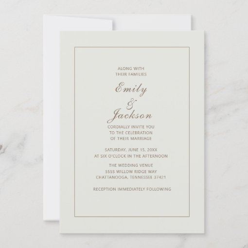 Modern Elegant Cream Brown Wedding Invitation | Zazzle