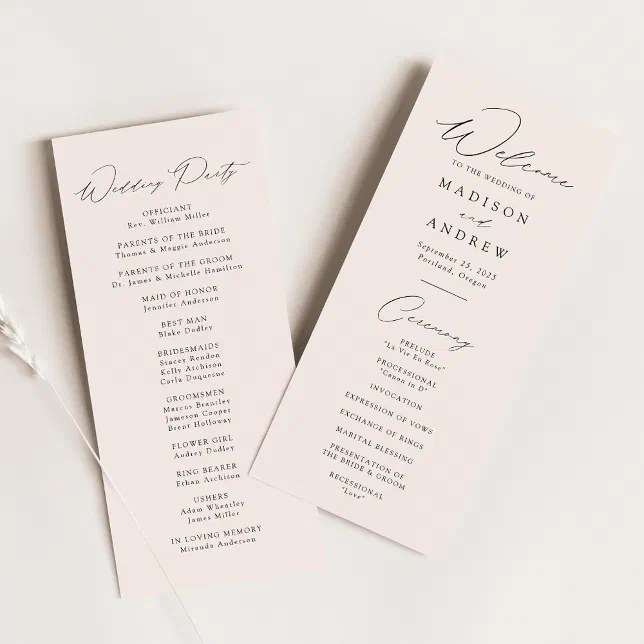 Modern Elegant Cream Wedding Program | Zazzle