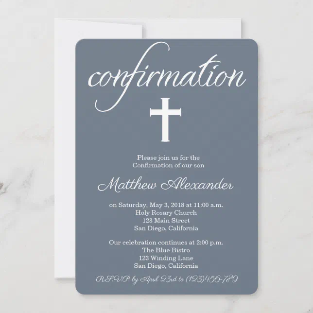 Modern Elegant Cross Confirmation Invitation | Zazzle