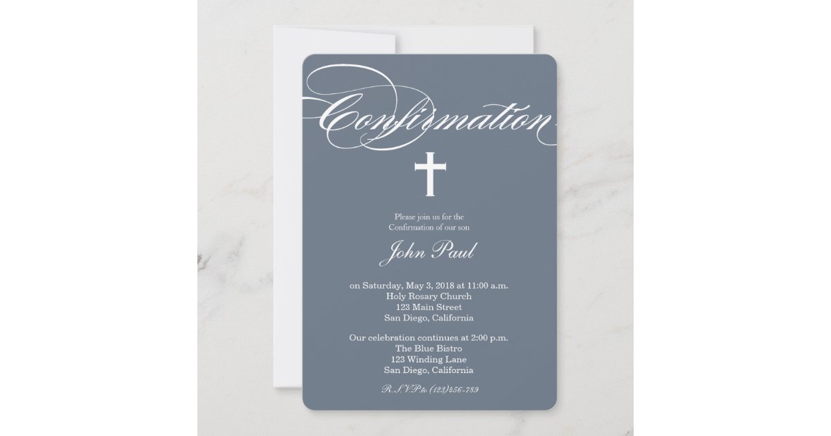 Modern Elegant Cross Confirmation Invitation | Zazzle