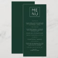Modern Elegant Dark Green Menu Card | Zazzle
