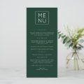 Modern Elegant Dark Green Menu Card | Zazzle