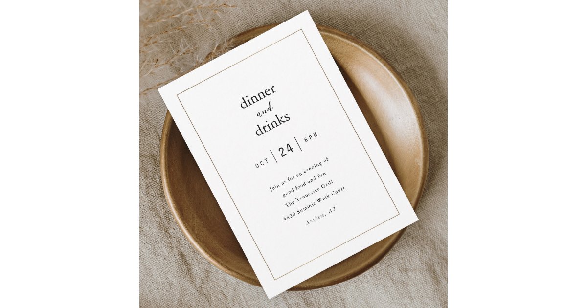 Modern Elegant Dinner and Drinks Business Invitation | Zazzle
