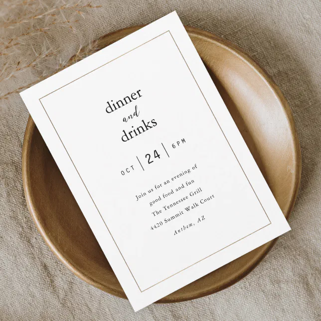 Modern Elegant Dinner and Drinks Business Invitation | Zazzle
