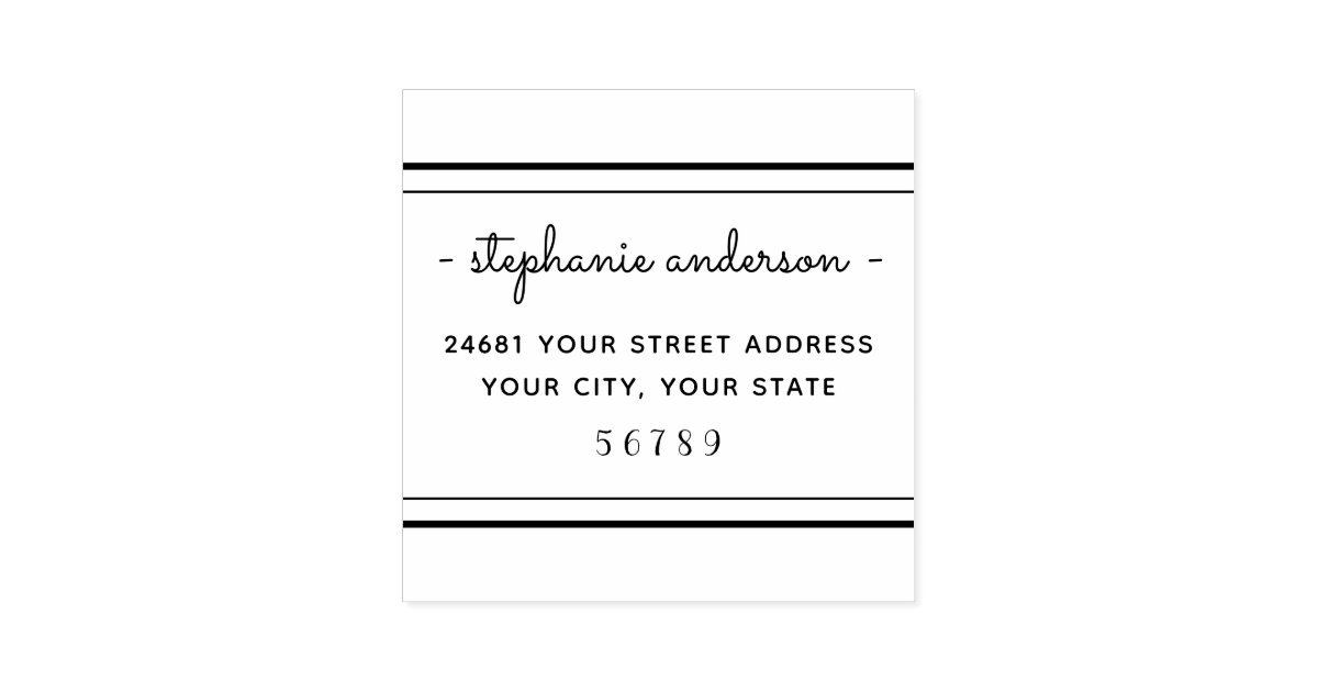 Modern Elegant Double Border Self-inking Stamp | Zazzle