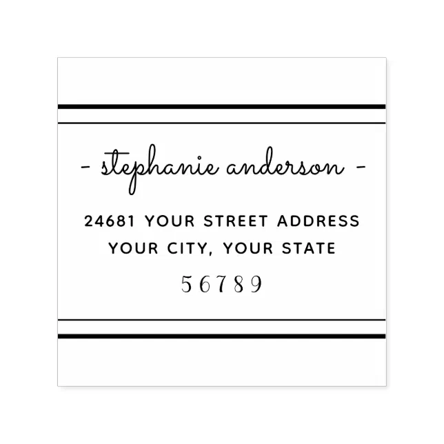 Modern Elegant Double Border Self-inking Stamp | Zazzle