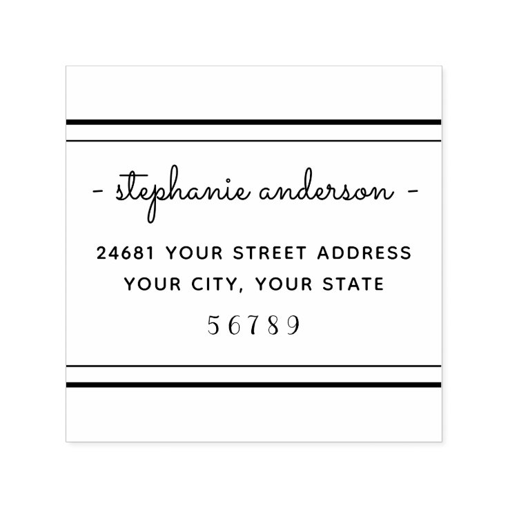 Modern Elegant Double Border Self-inking Stamp | Zazzle