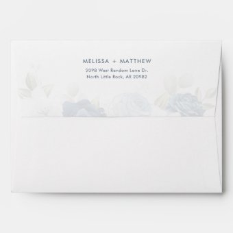 Modern Elegant Dusty Blue Floral Wedding Envelope | Zazzle