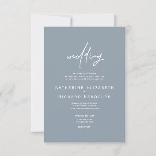 Modern & Elegant Dusty Blue Formal Invitation | Zazzle