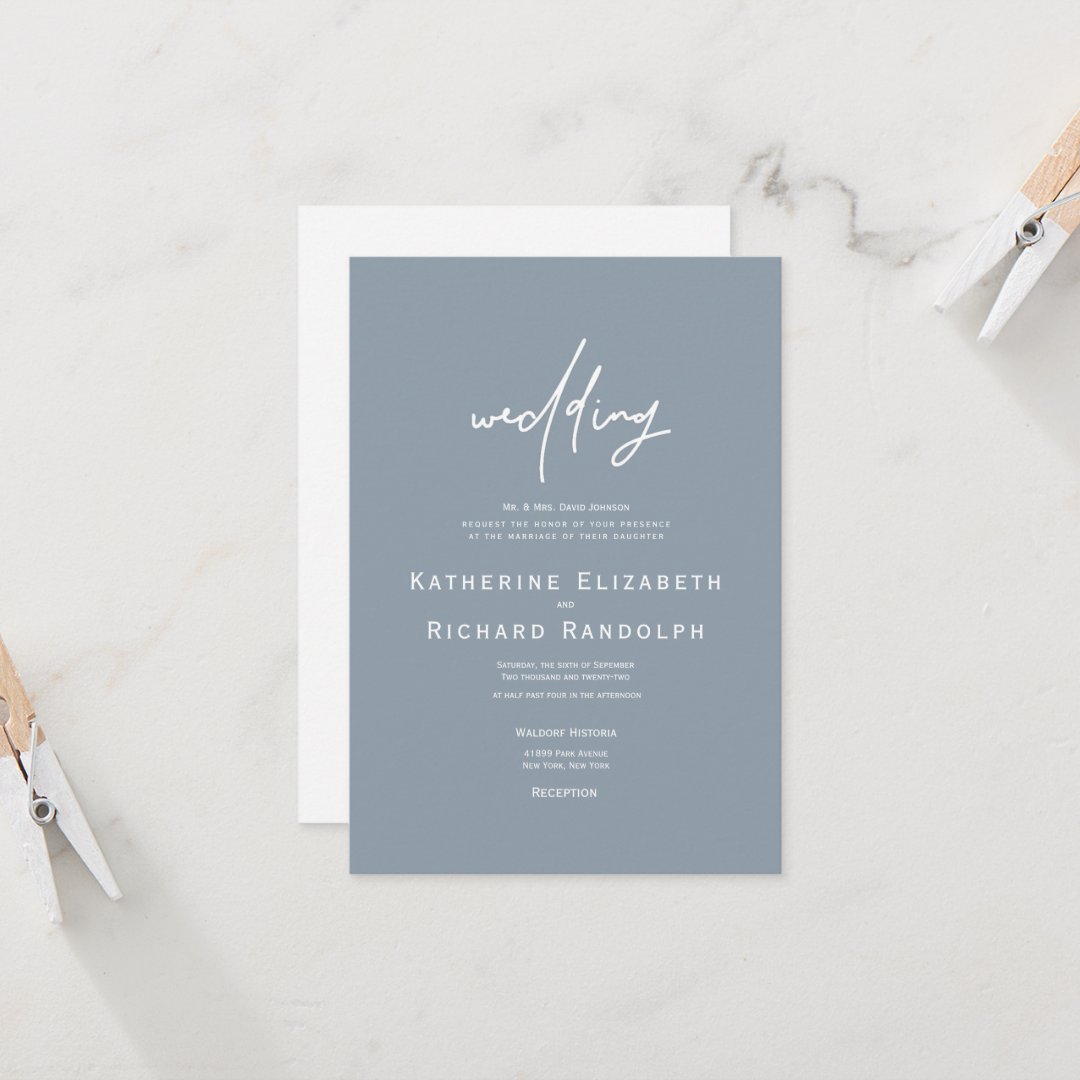 Modern & Elegant Dusty Blue Formal Invitation | Zazzle