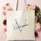 Modern Elegant Dusty Blue Personalized Monogram Tote Bag | Zazzle