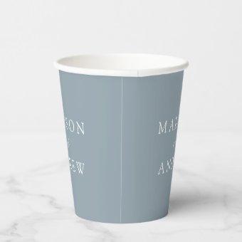 Modern Elegant Dusty Blue Wedding Paper Cups | Zazzle