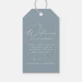 Modern Elegant Dusty Blue Wedding Welcome Gift Tags | Zazzle