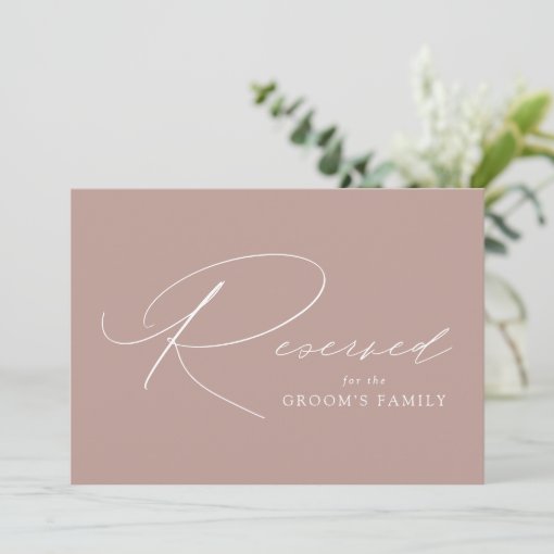 Modern Elegant Dusty Rose Wedding Reserved Sign | Zazzle