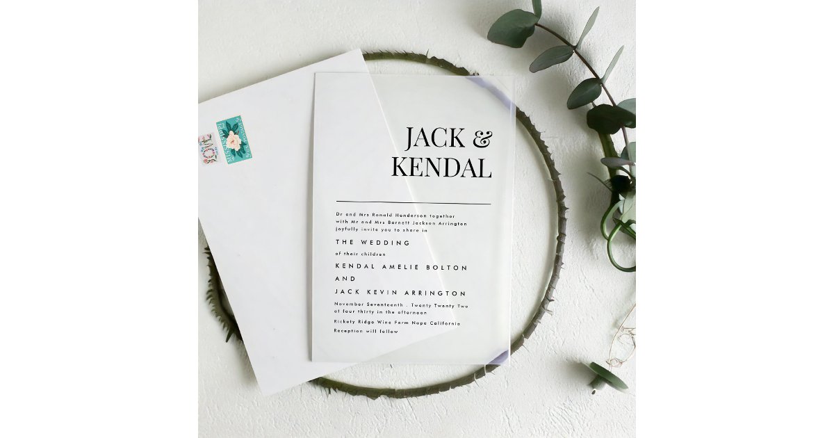Modern Elegant | Editable Names Wedding Acrylic Invitations | Zazzle