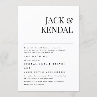 Modern Elegant | Editable Names Wedding Invitation | Zazzle