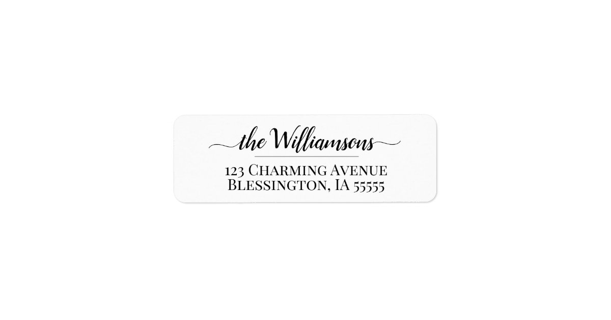 Modern Elegant Family Name Script Return Address Label | Zazzle