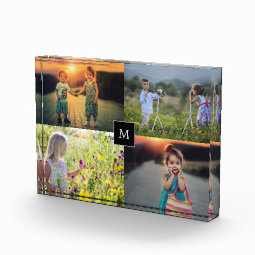 Modern elegant family photo collage monogrammed | Zazzle