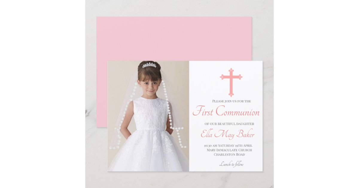 Modern Elegant First Holy Communion religious Invitation | Zazzle