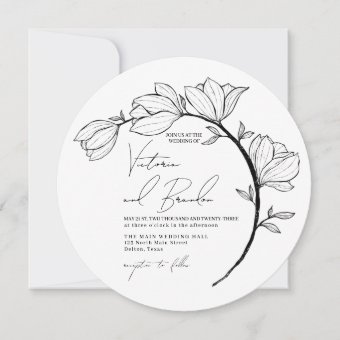 Modern Elegant Floral Circle Branch Wedding Invitation | Zazzle