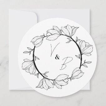Modern Elegant Floral Circle Branch Wedding Invitation | Zazzle