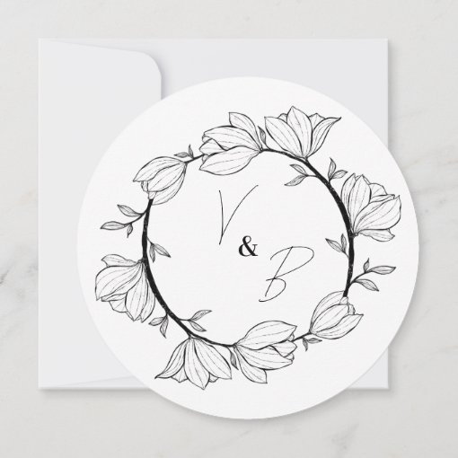 Modern Elegant Floral Circle Branch Wedding Invitation | Zazzle