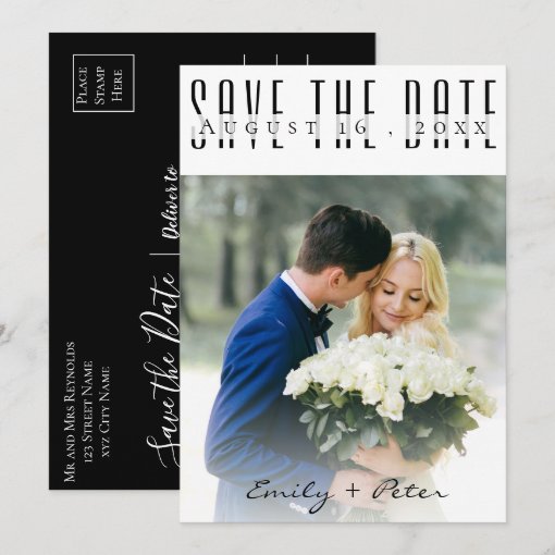 Modern Elegant Font Wedding Photo Save The Date | Zazzle