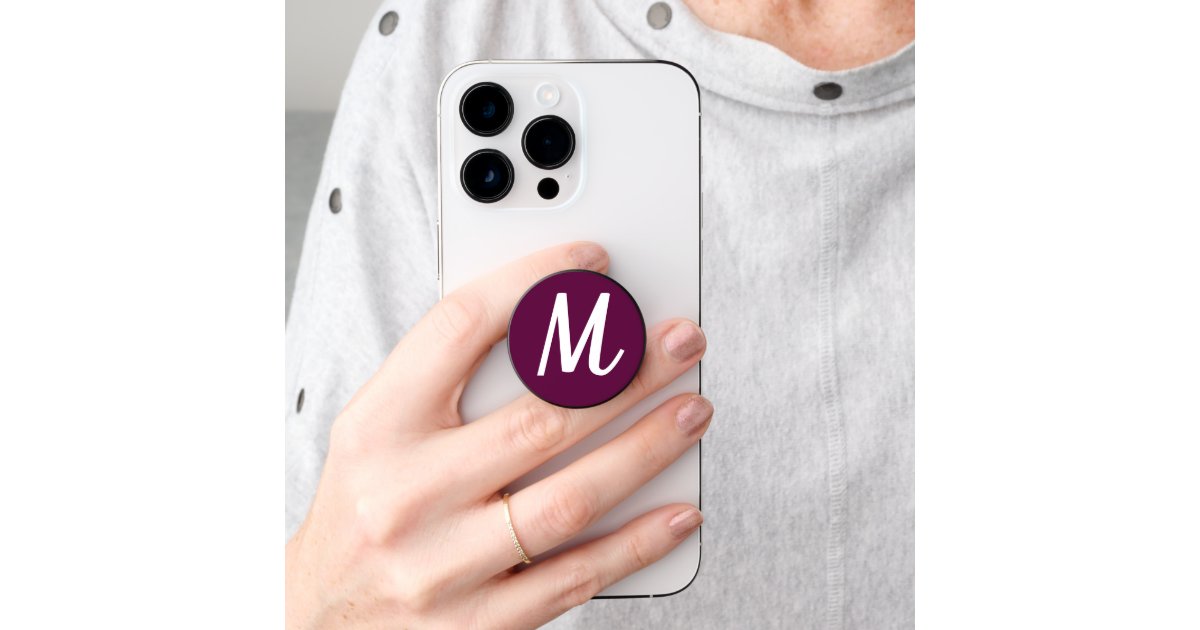 Modern Elegant Fuchsia Pink and White Monogram PopSocket | Zazzle