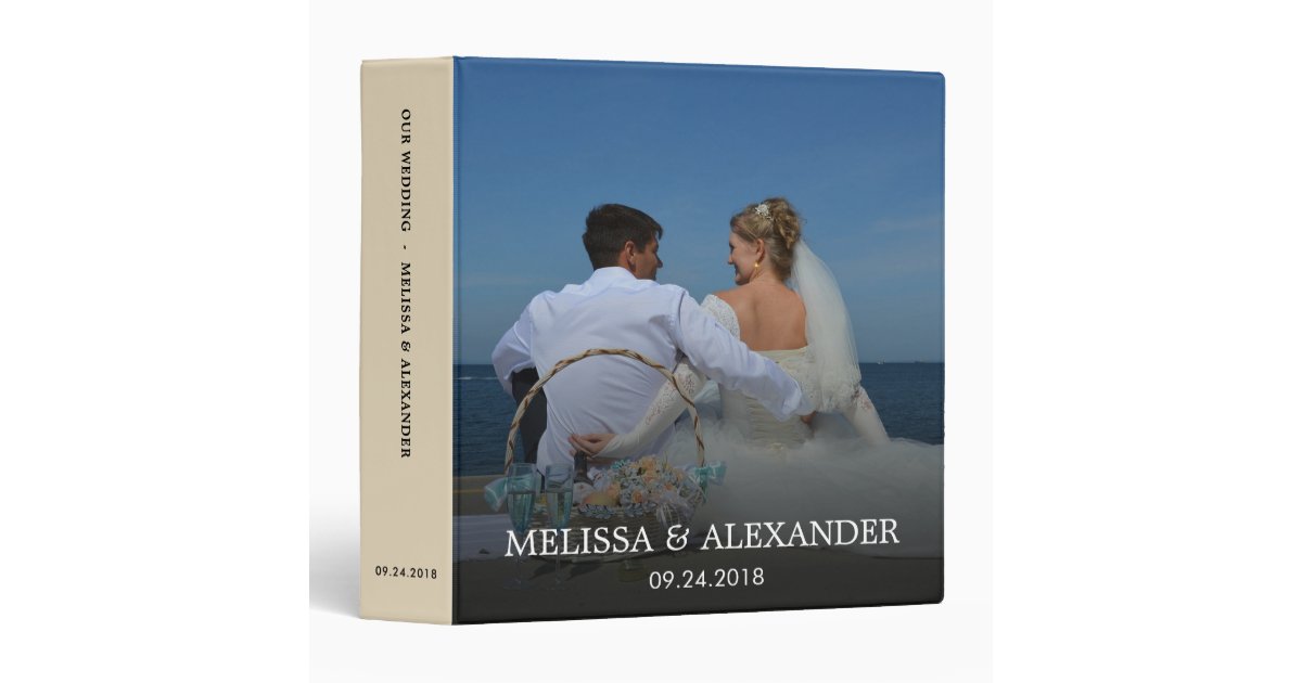 Modern elegant full photo Wedding album 3 Ring Binder | Zazzle