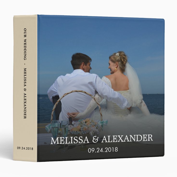Modern elegant full photo Wedding album 3 Ring Binder | Zazzle