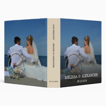 Modern elegant full photo Wedding album 3 Ring Binder | Zazzle